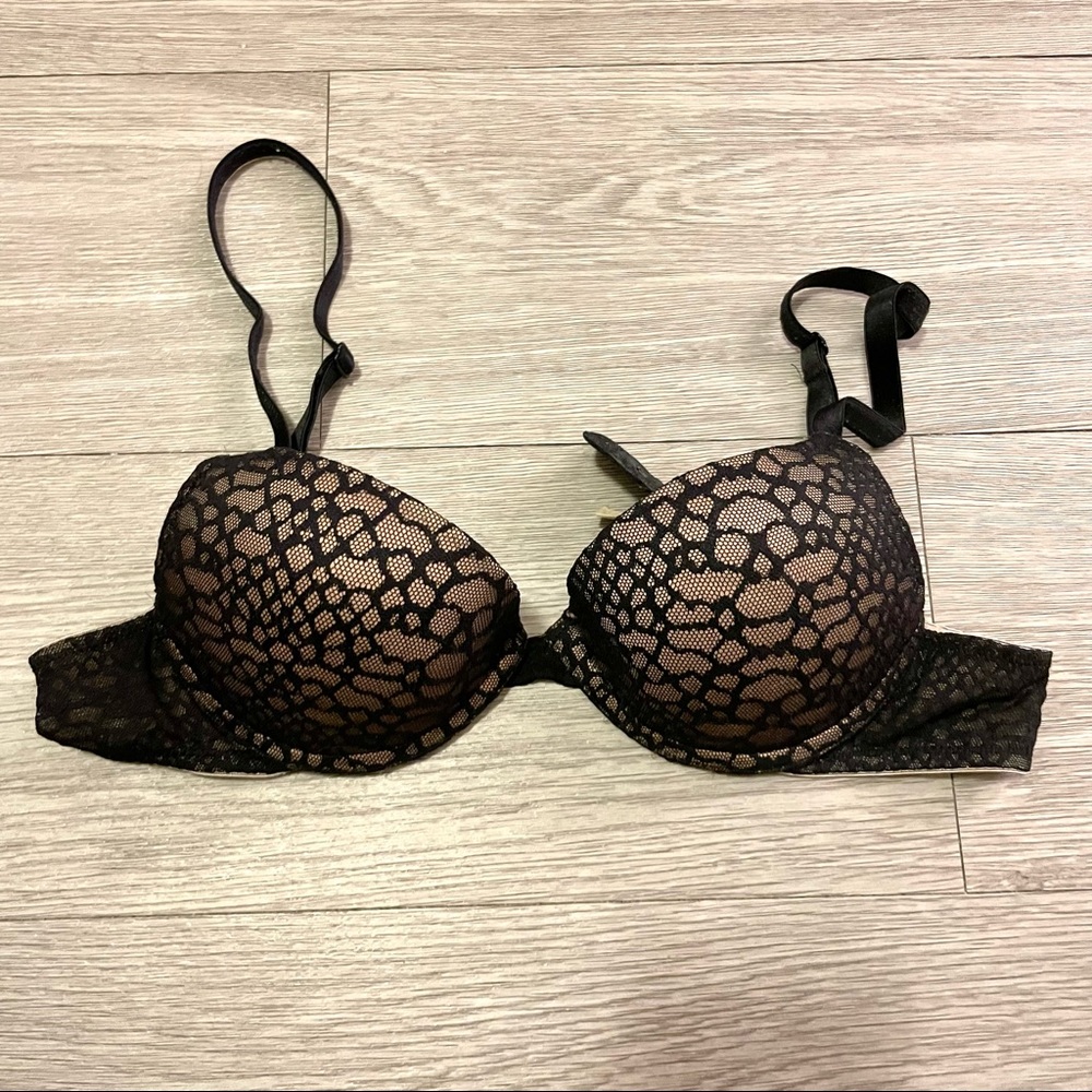 Aerie Black Lace Padded Paige Bra - Gem